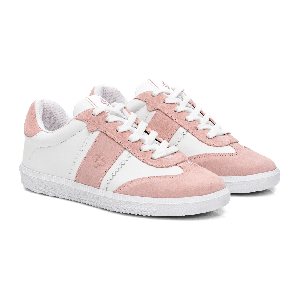 TÊNIS FEMININO DE COURO ROSA E BRANCO AMARRAÇÃO | Capodarte